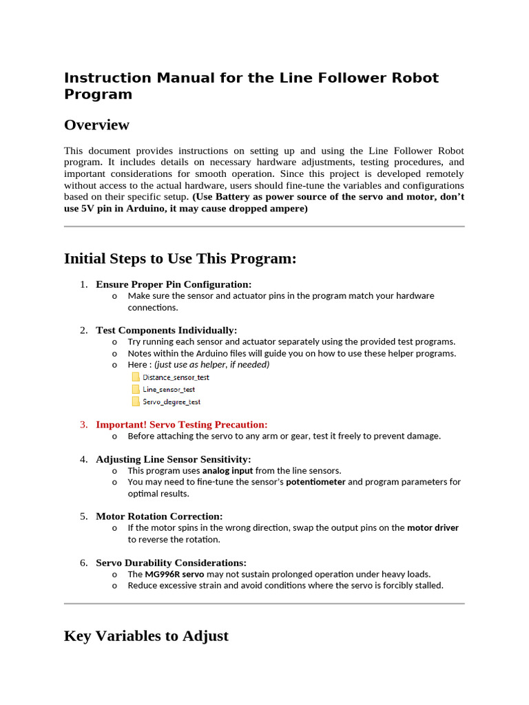 Instruction Manual For The Line Follower Robot Program | PDF ...
