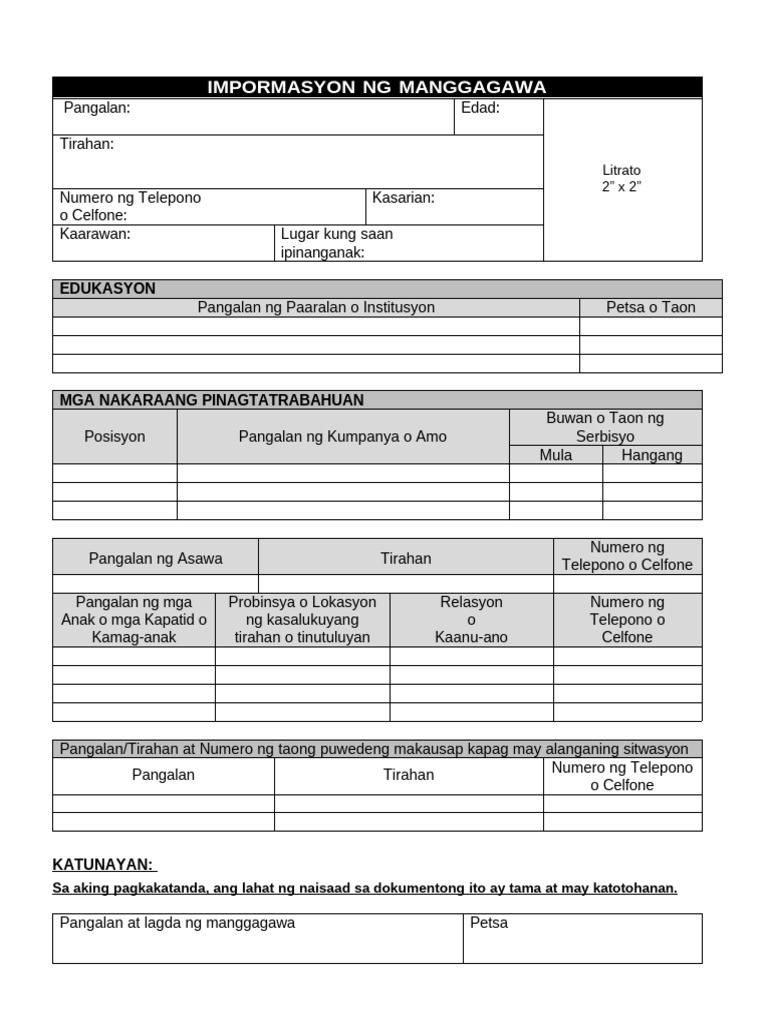 MR Inasal Biodata | PDF