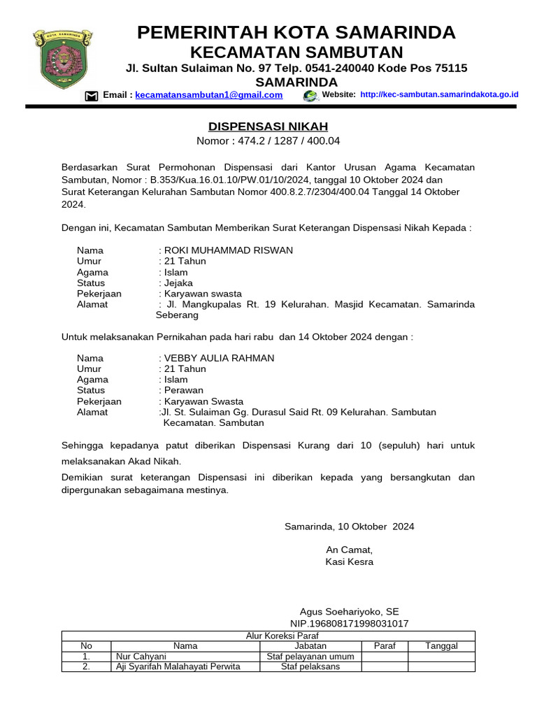 Dispensasi Nikah 7 (TTD Kasi Kesra) | PDF