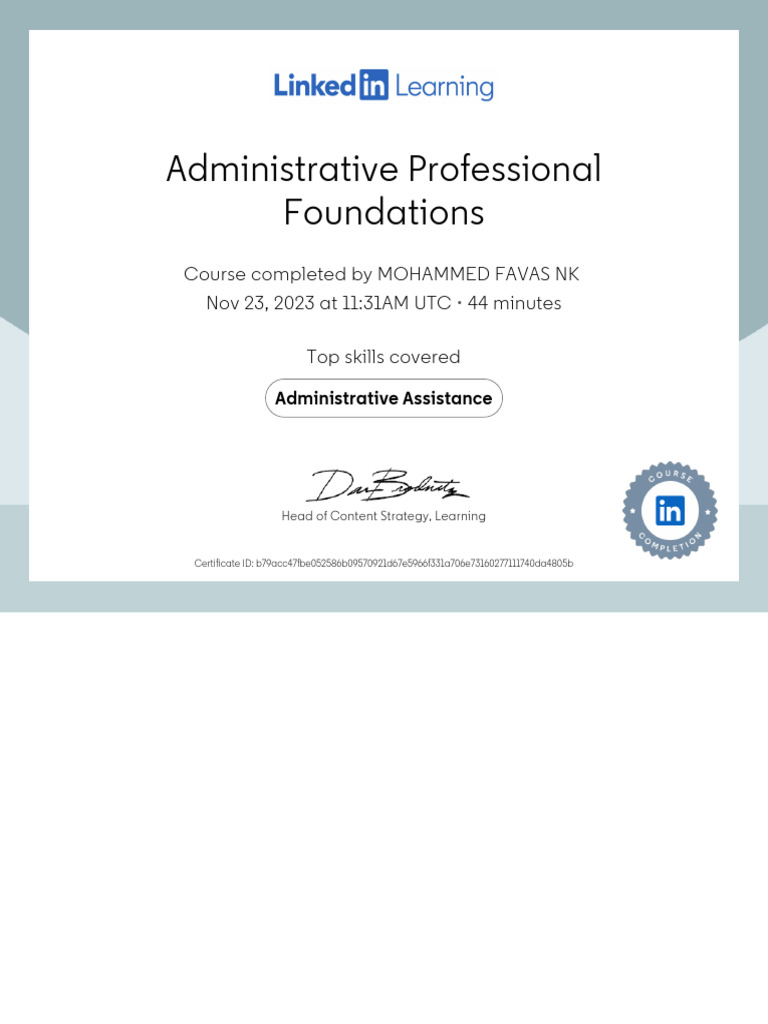 Linkedin Administrative Assistant | PDF