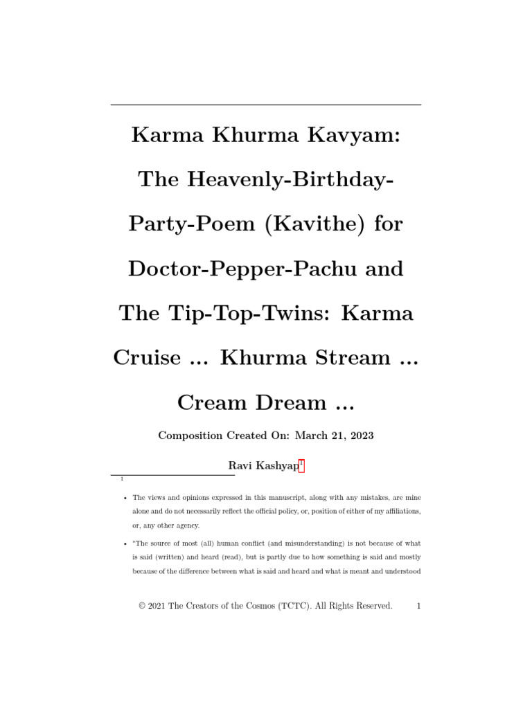 Karma Khurma Kavyam Kashyap 2023 | PDF | Oral Hygiene | Indian Cuisine