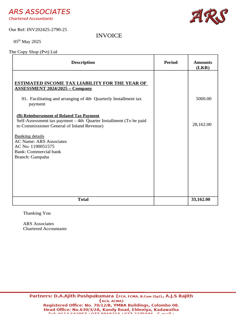 Invoice - EST 2024-2025 - 4th | PDF