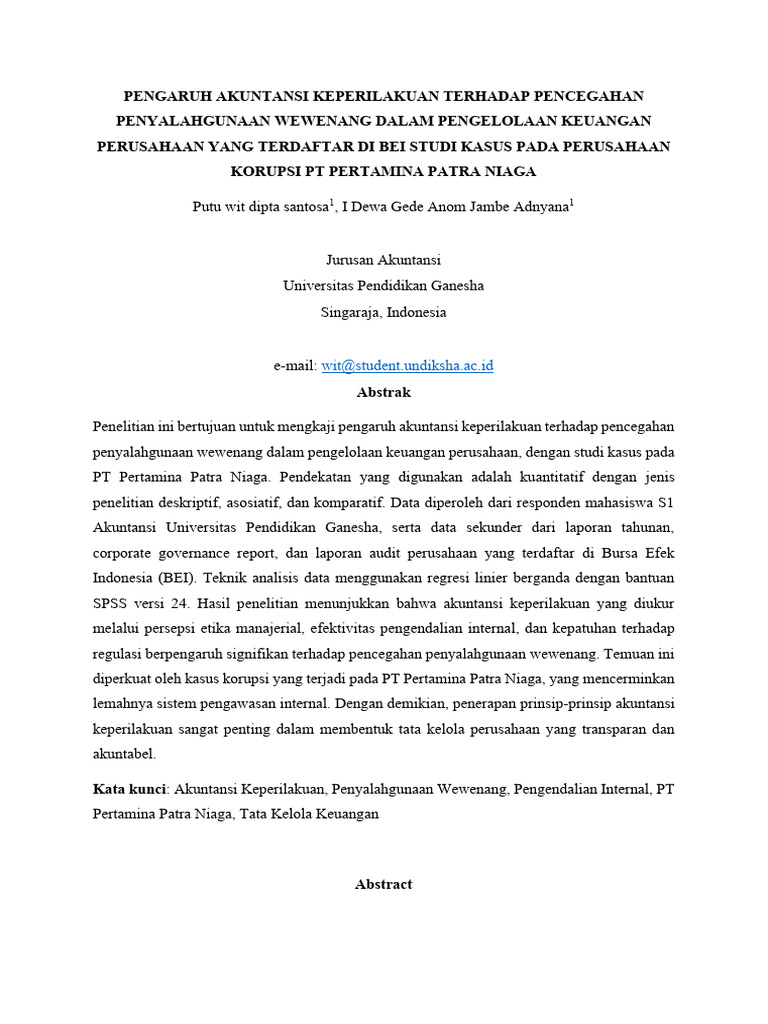 Putu Wit Dipta Santosa Artikel Akuntansi Keperilakuan | PDF