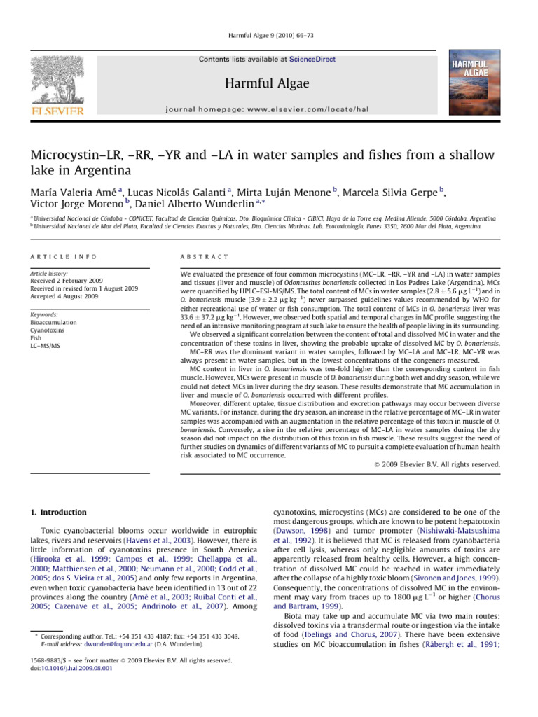 Microcystin LR RR YR and LA in Water Sam | PDF | High Performance ...
