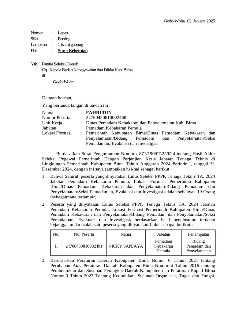 Surat Sanggahan | PDF