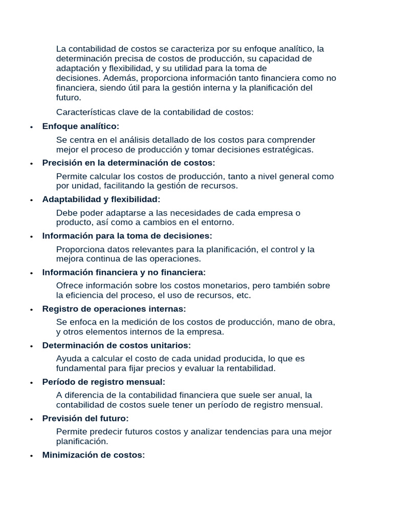 La Contabilidad de Costos Se Caracteriza Por Su | PDF