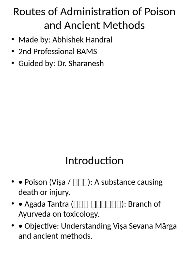 Routes of Poison Administration Abhishek Handral | PDF