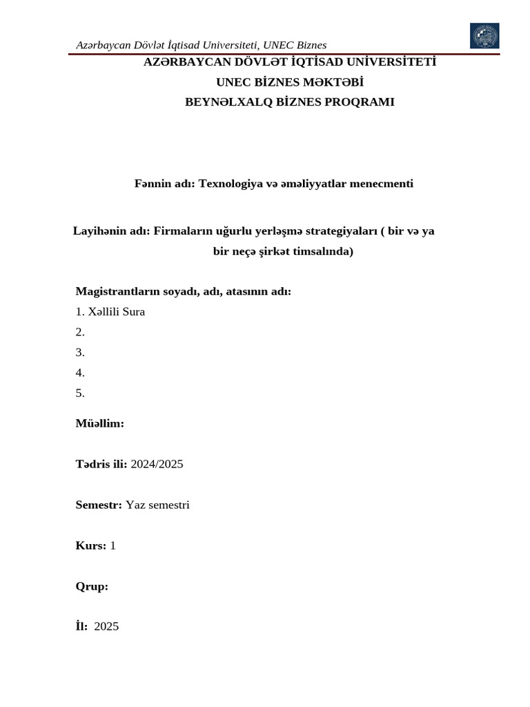 Sura Layihe Unec-1 | PDF