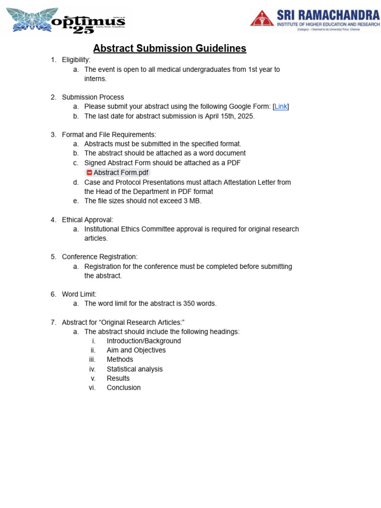 Abstract Submission Guidelines | PDF