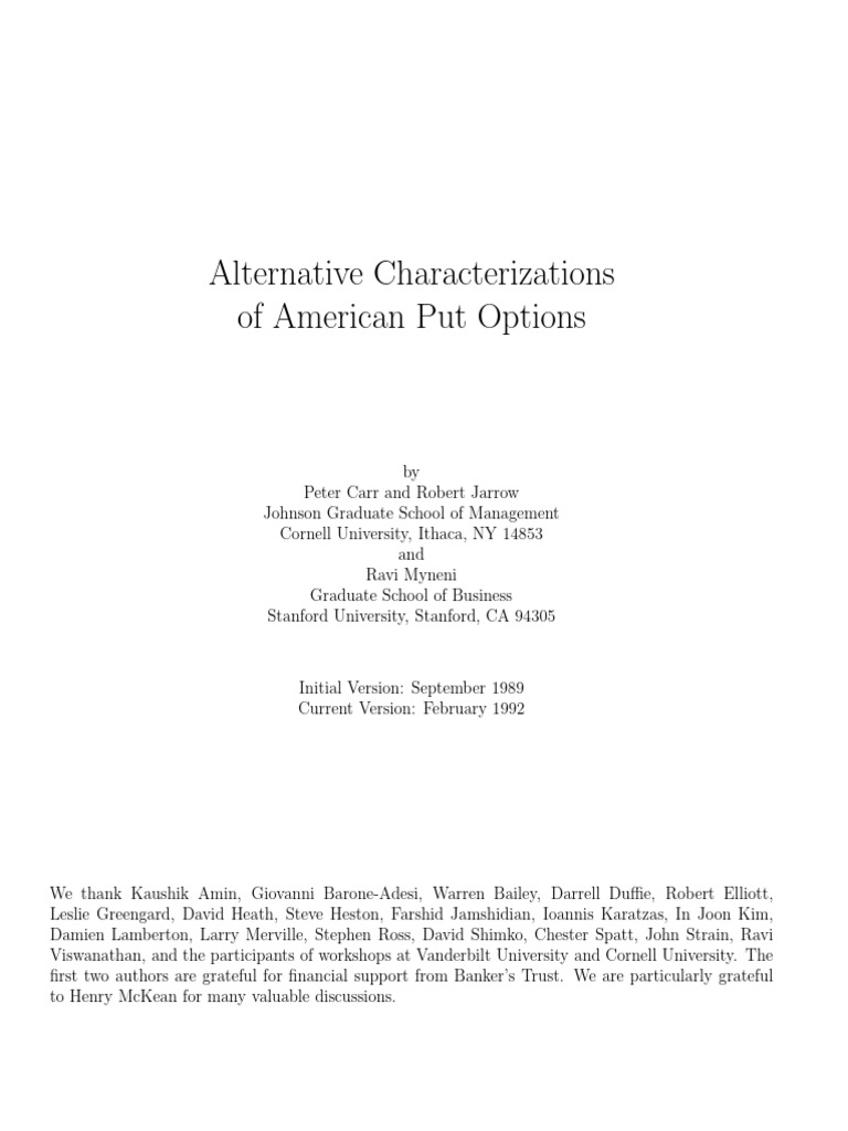 Alternative Characterizations of American Put Options | PDF | Black–Scholes Model | Option (Finance)