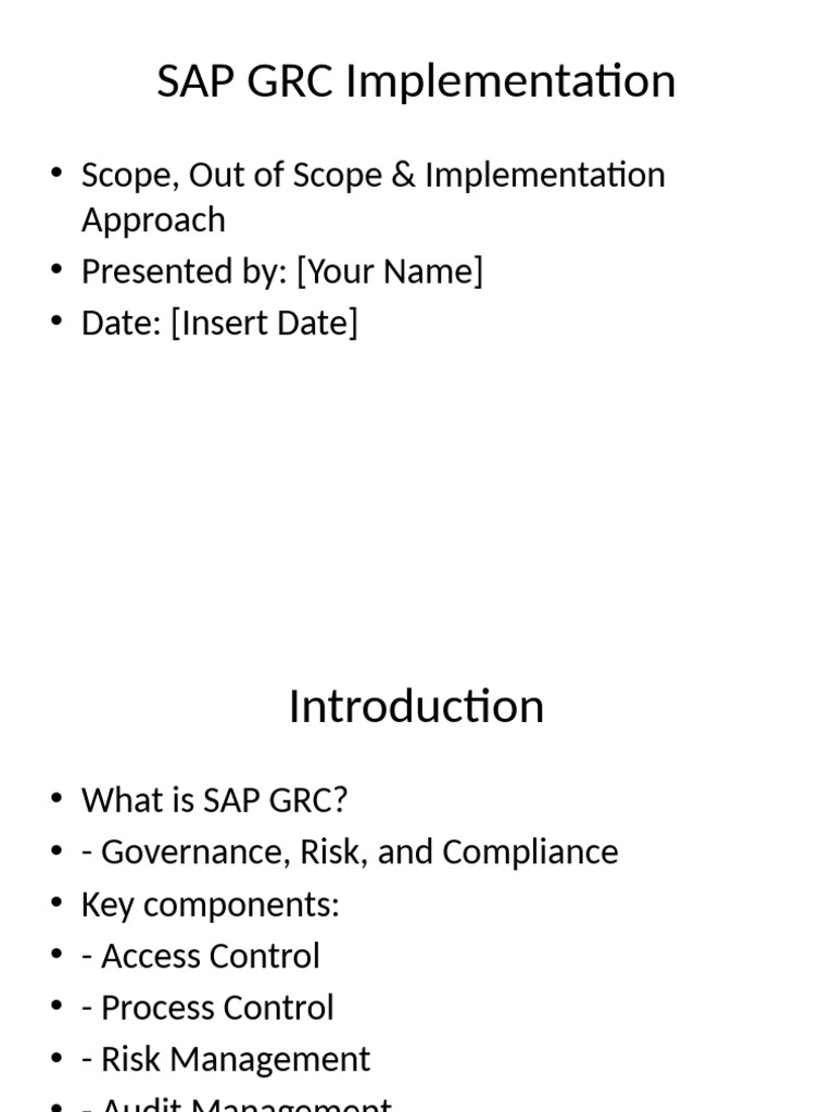 SAP GRC Implementation Presentation | PDF