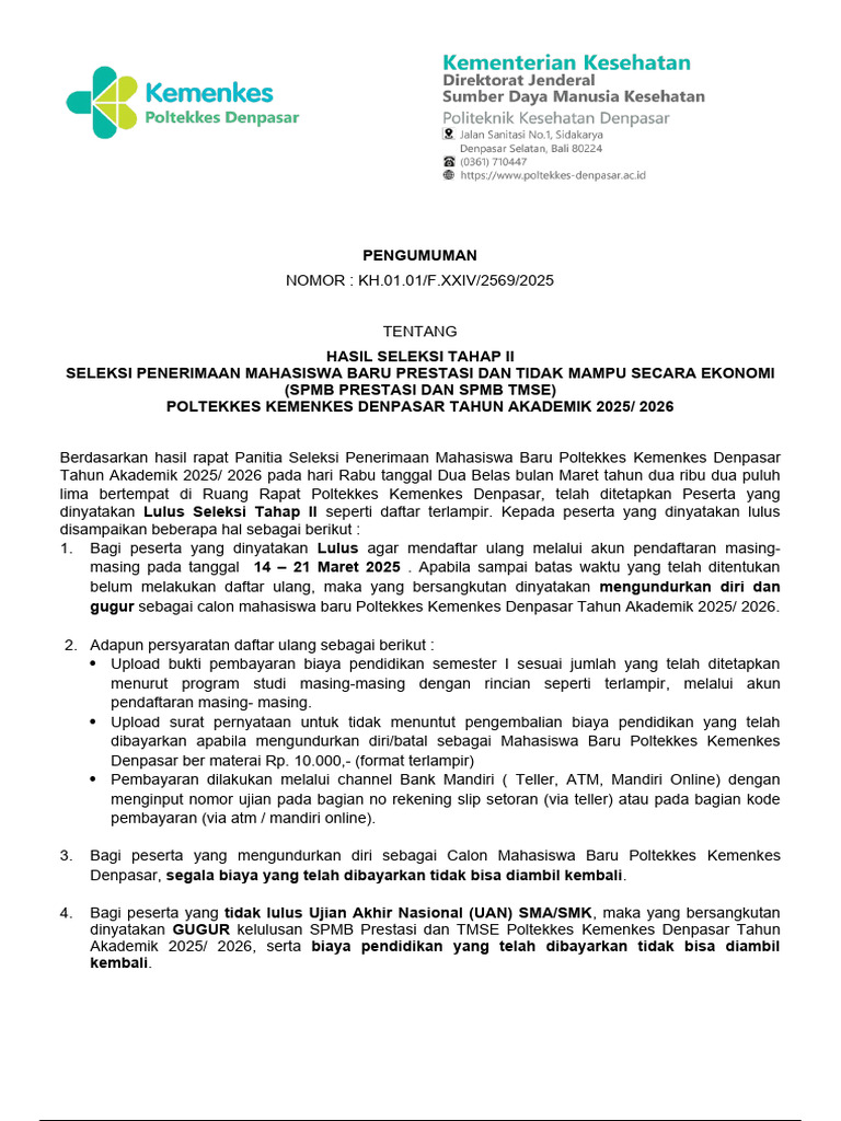 20250313140153pengumuman Akhir SPMB Prestasi Dan TMSE 2025 Preview | PDF