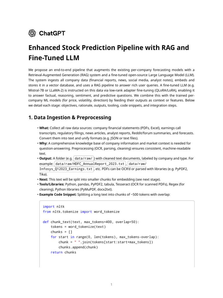 Enhanced Stock Prediction Pipeline With RAG and Fine-Tuned LLM | PDF ...