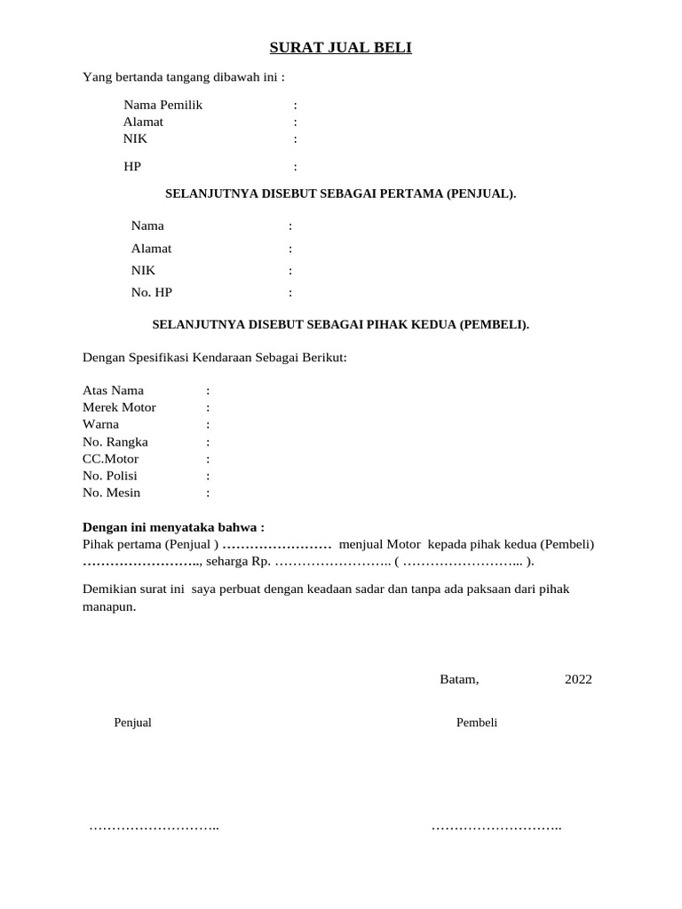 Surat Jual Beli | PDF