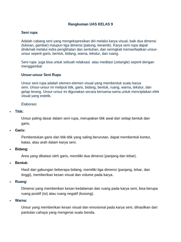 Rangkuman UAS SBK KELAS 9 | PDF