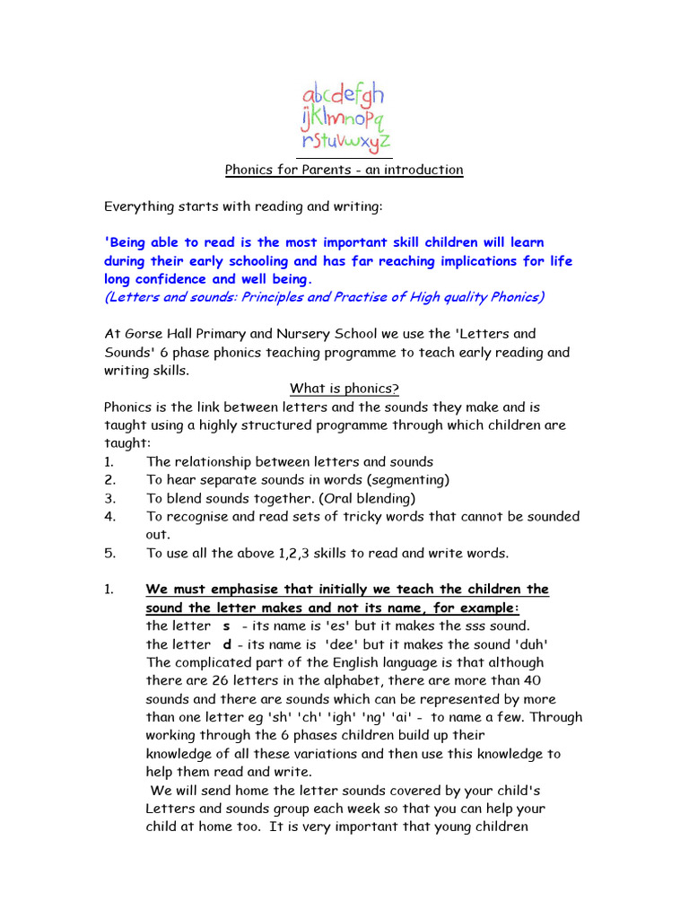Phonics Guide for Parents: Early Reading Skills | PDF | Phonics ...