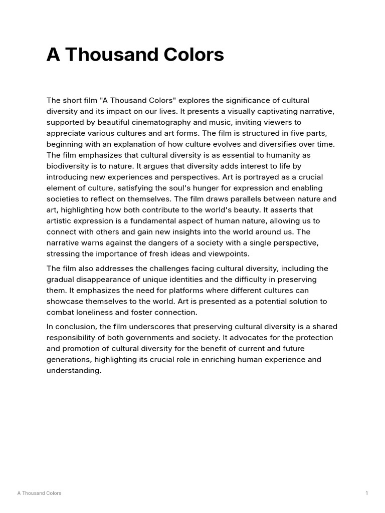 A Thousand Colors Review | PDF