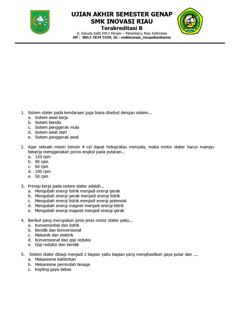 Soal Peminatan Xi TKR | PDF
