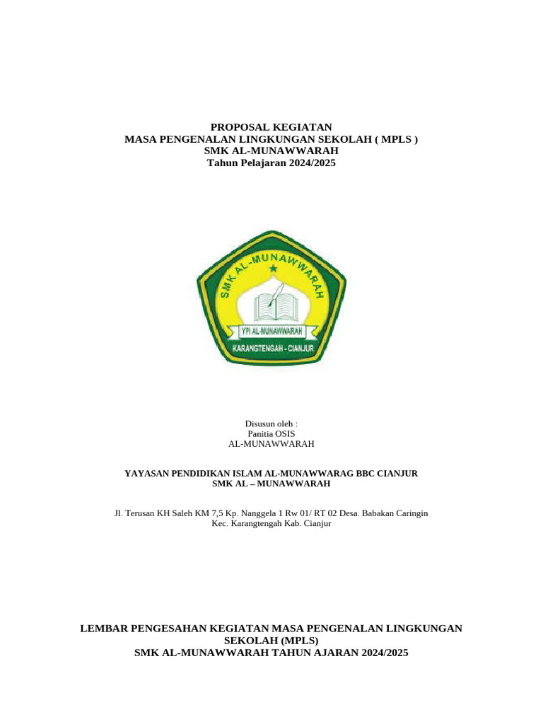 Proposal Kegiatan MPLS Pinna | PDF
