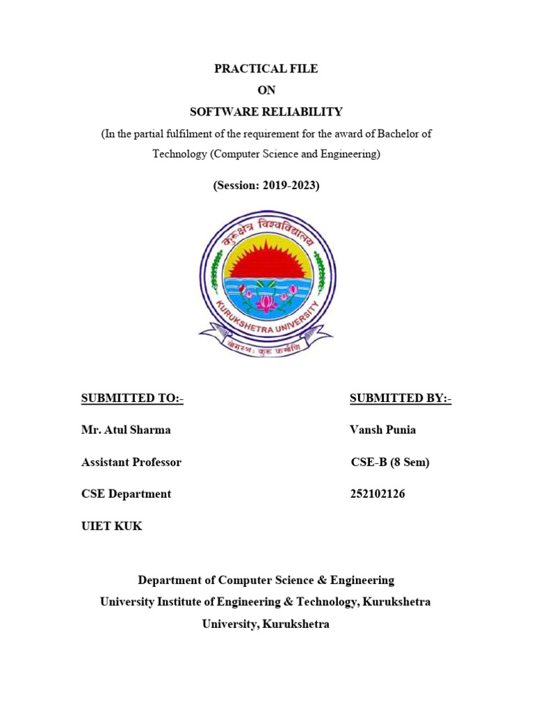 Vansh Punia SR Practical File | PDF | Software Testing | Reliability ...