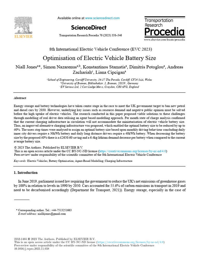 Op Tim Is at I On of Electric Vehicle Battery Size | PDF | Electric ...