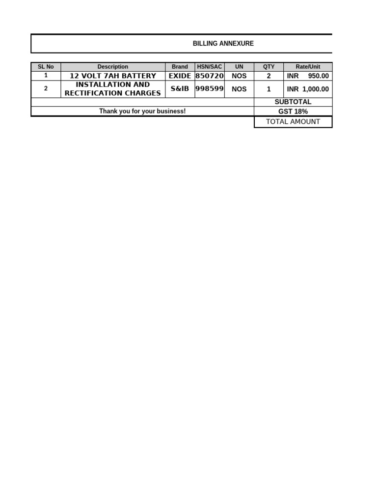 Bill Annexure Chola Siligure | PDF