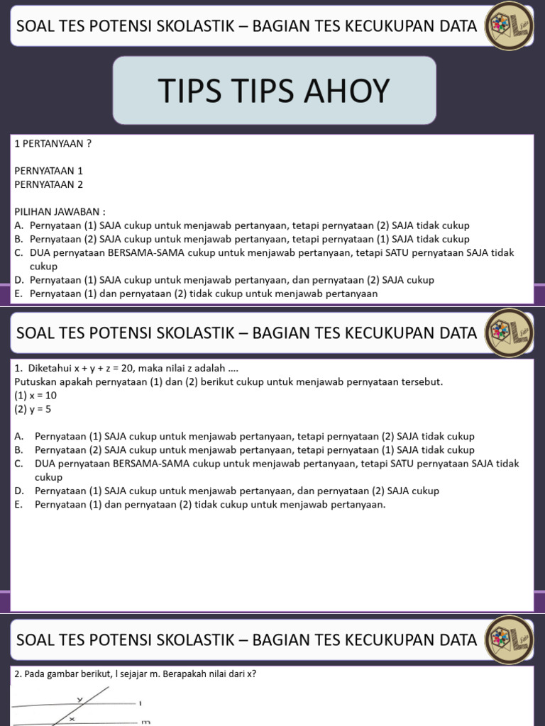 Tes Kecukupan Data Tps Utbk 2020 | PDF