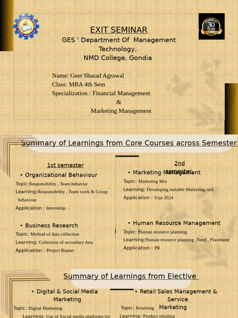 MBA Exit Seminar Summary and Learnings | PDF | Marketing | Behavior