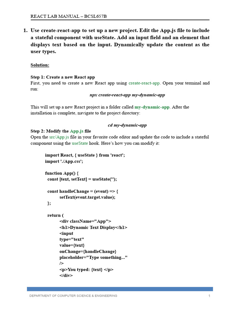 React Bcsl657b Lab Manual Updated | PDF | Directory (Computing) | Computer File