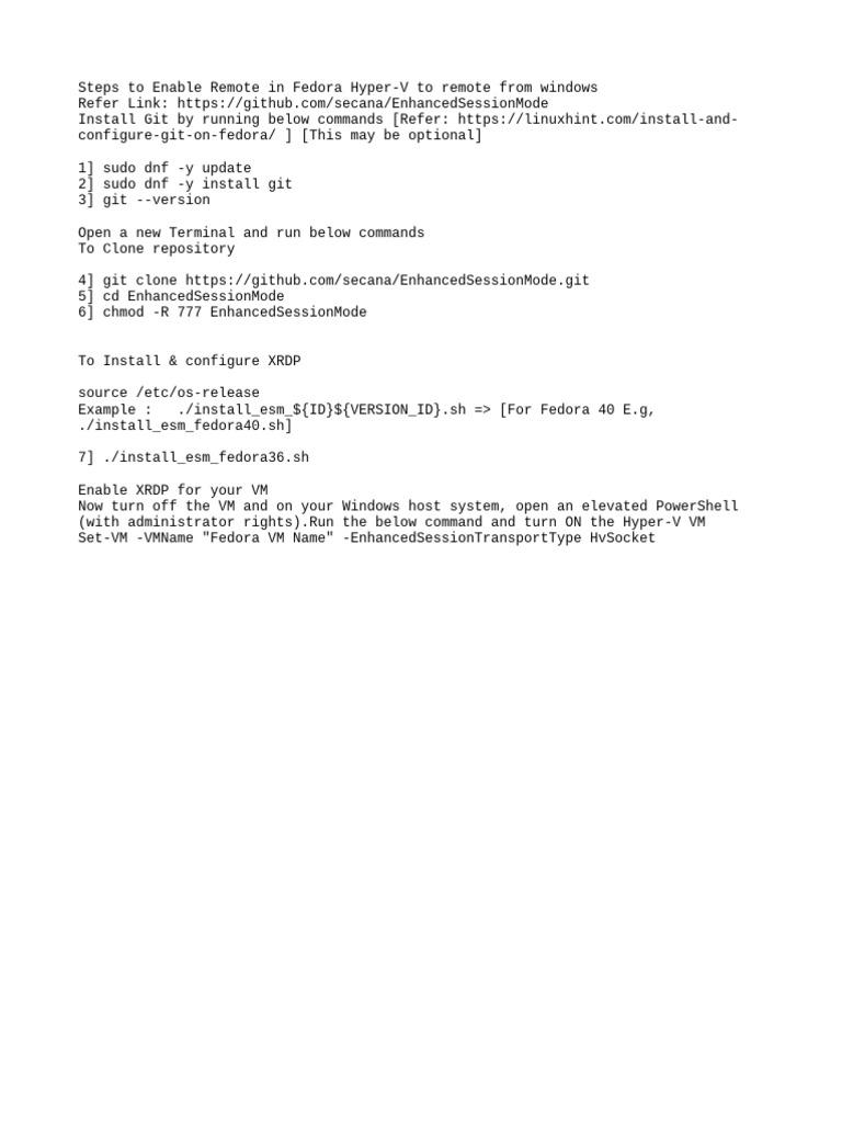 Fedora Remote Connection Steps For Copy Paste | PDF