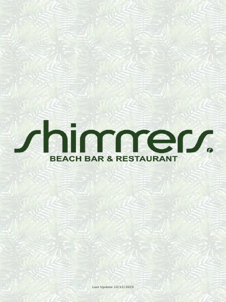 Egypt - Shimmers Food Menu | PDF | Sushi | Tomato Sauce