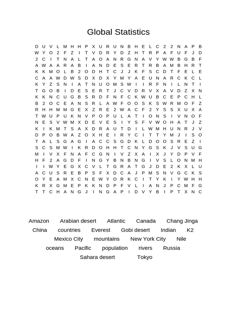 Global - Statistics Word Search | PDF