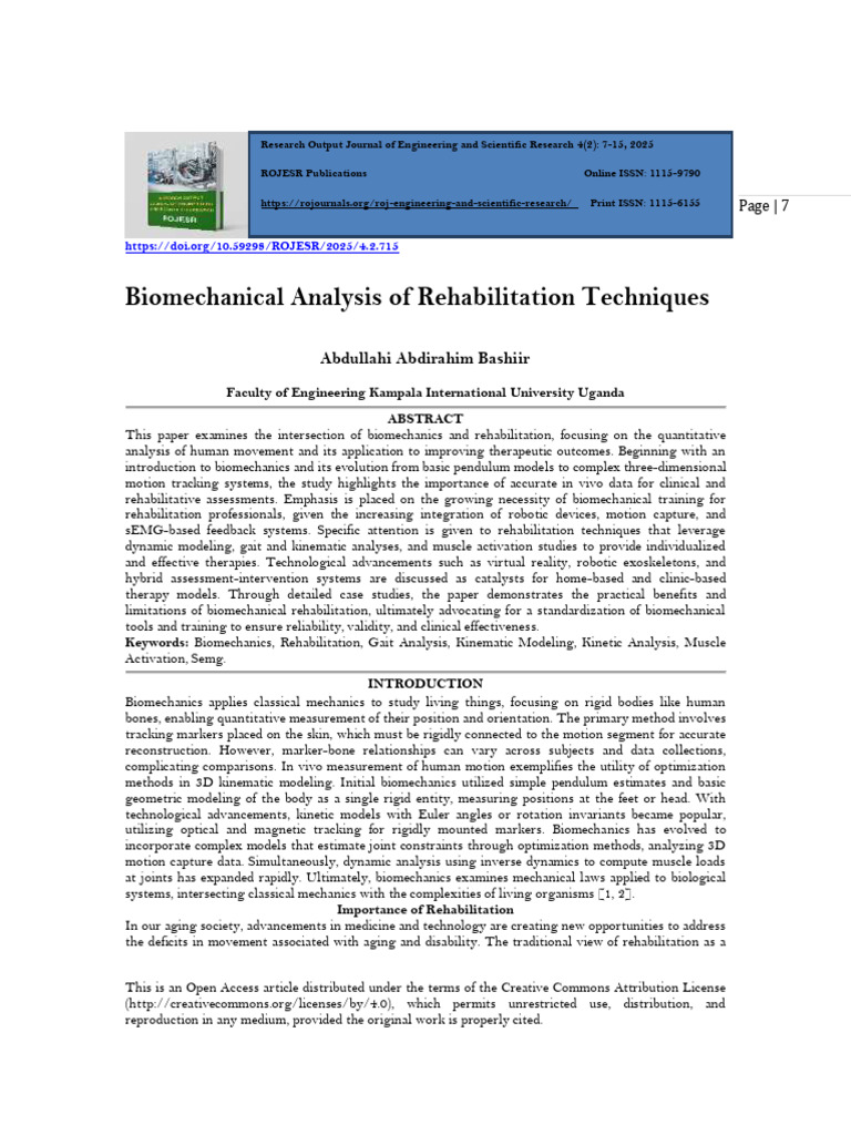Biomechanical Analysis of Rehabilitation Techniques (WWW - Kiu.ac - Ug ...