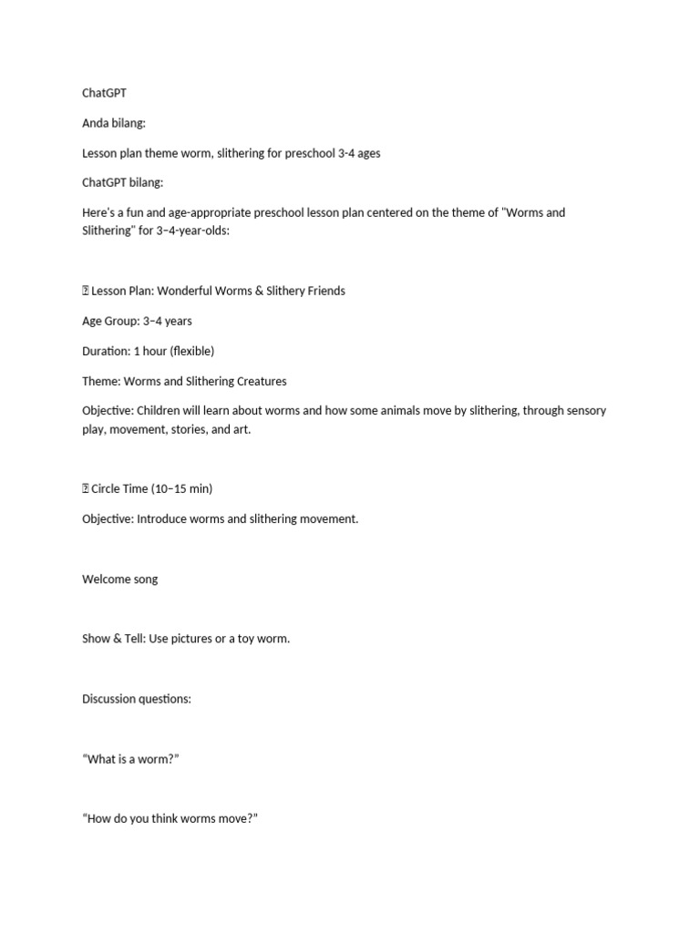 Lesson Plan From Chatgpt | PDF | Vocabulary | Lesson Plan