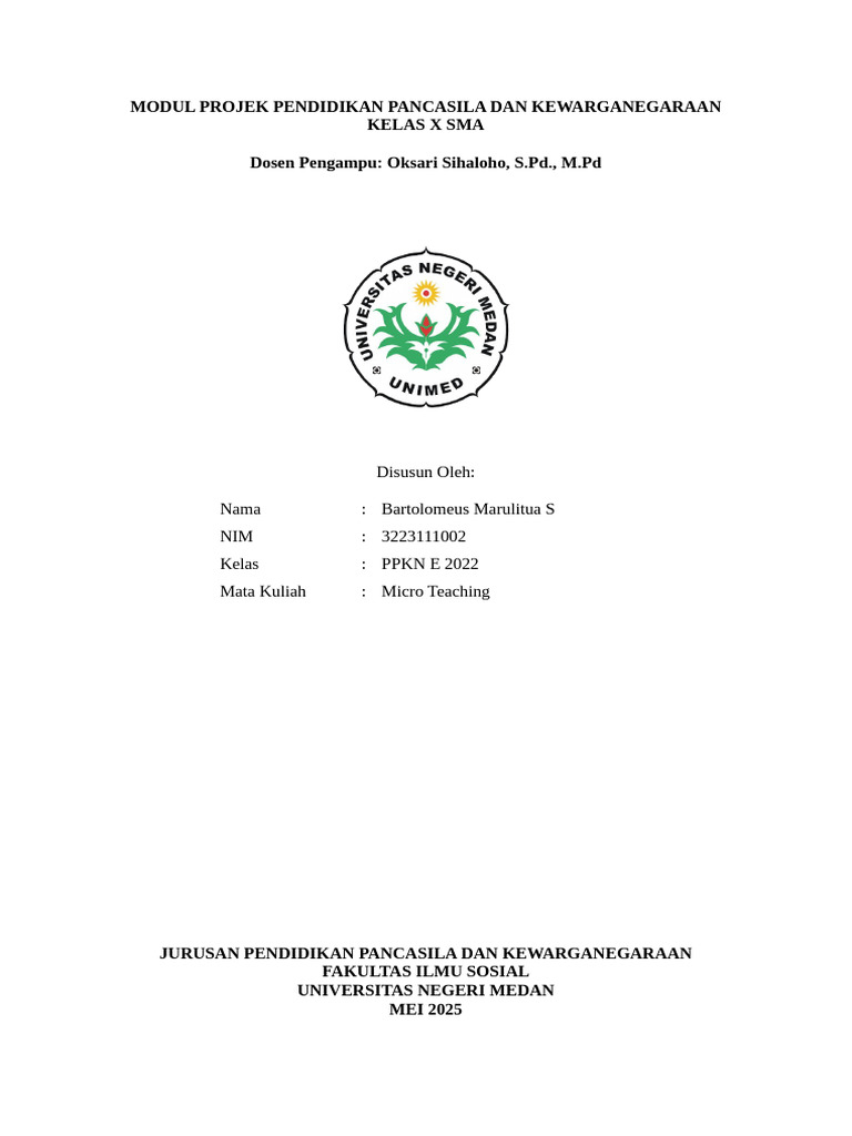 Modul Projek PPKN - Bartolomeus Marulitua S | PDF