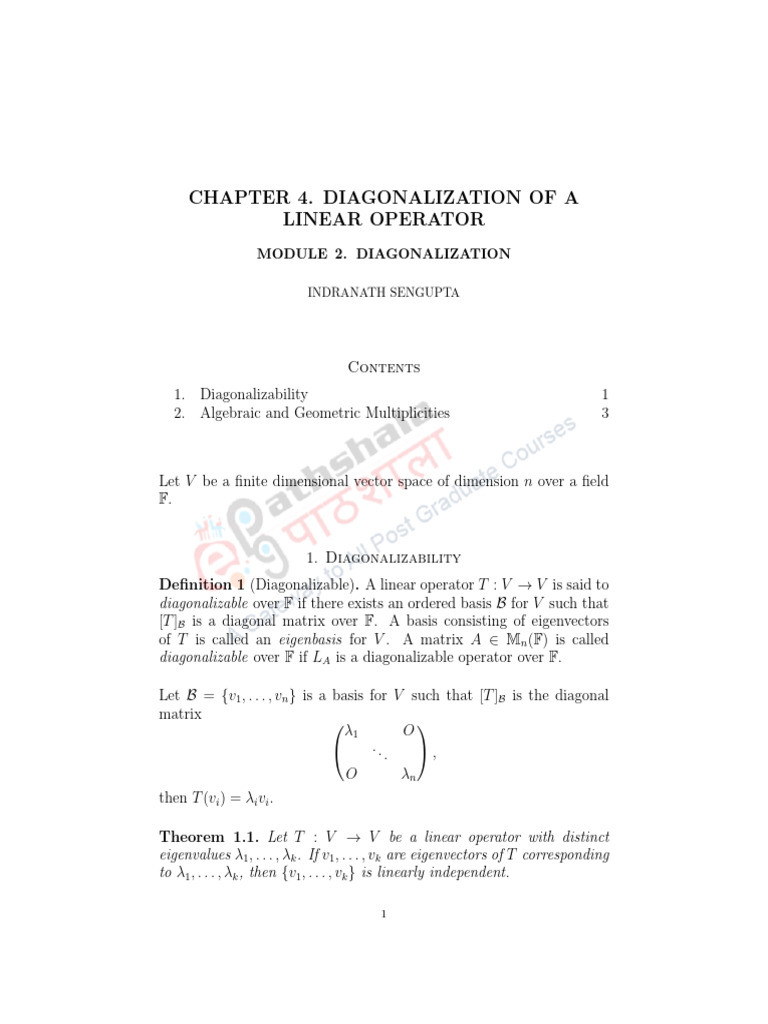 Diagonalizable Linear Marix | PDF | Eigenvalues And Eigenvectors | Functional Analysis