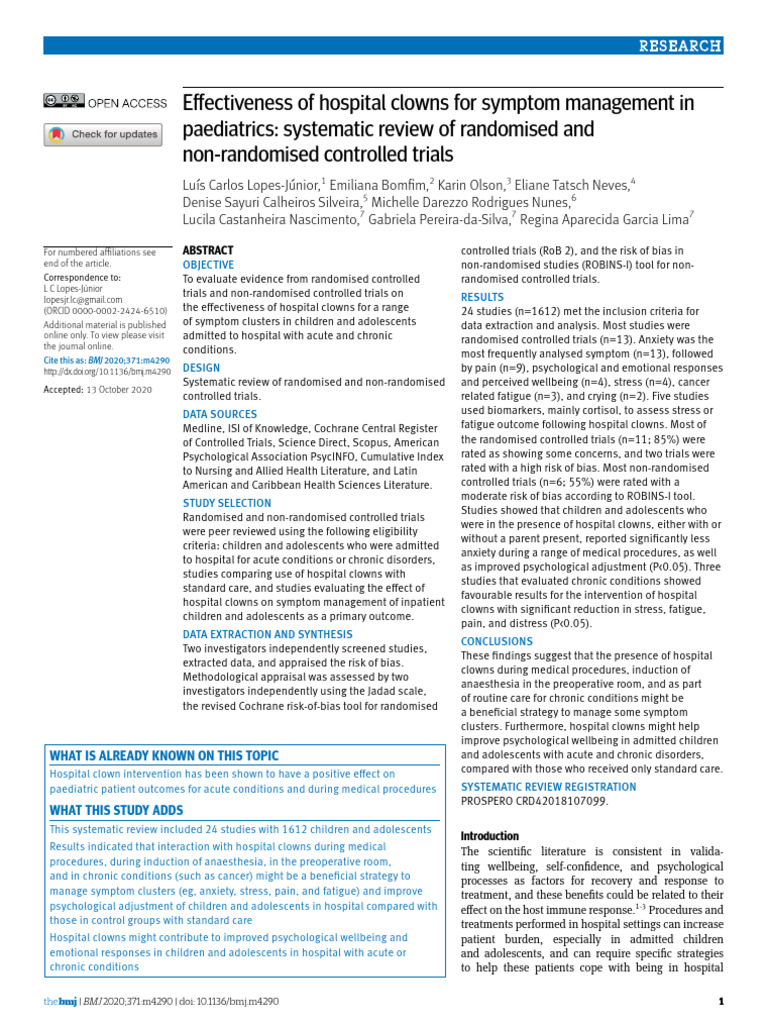 Article 1 SR | PDF | Systematic Review | Clinical Trial