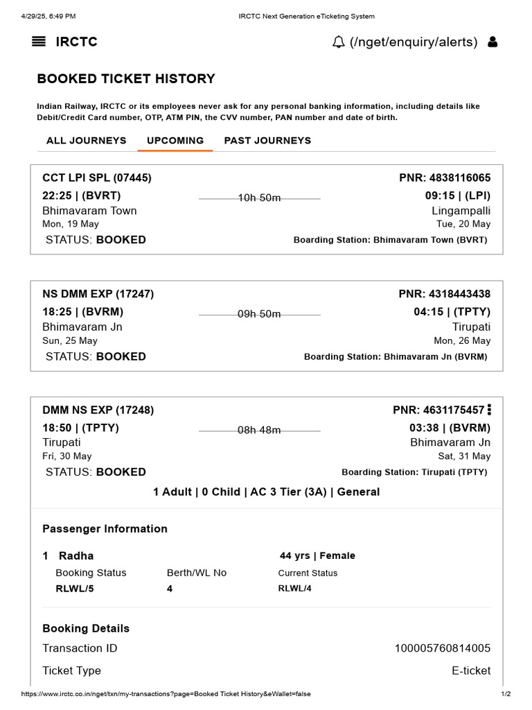 IRCTC Next Gen e-Ticket Booking Details | PDF | Service Industries ...
