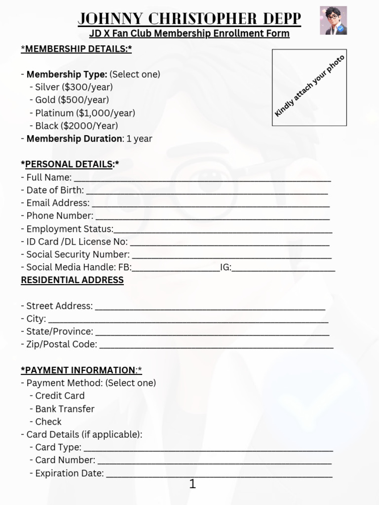 Johnny Depp Fan Club Membership Form | PDF | Mail