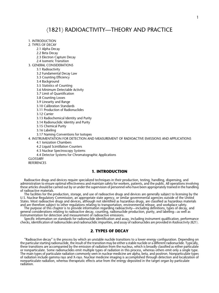 〈1821〉 Radioactivity—Theory and Practice | PDF | Radioactive Decay ...