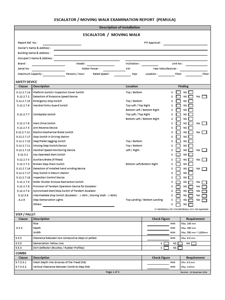 Escalator Examination Report Summary | PDF | Escalator | Manufactured Goods