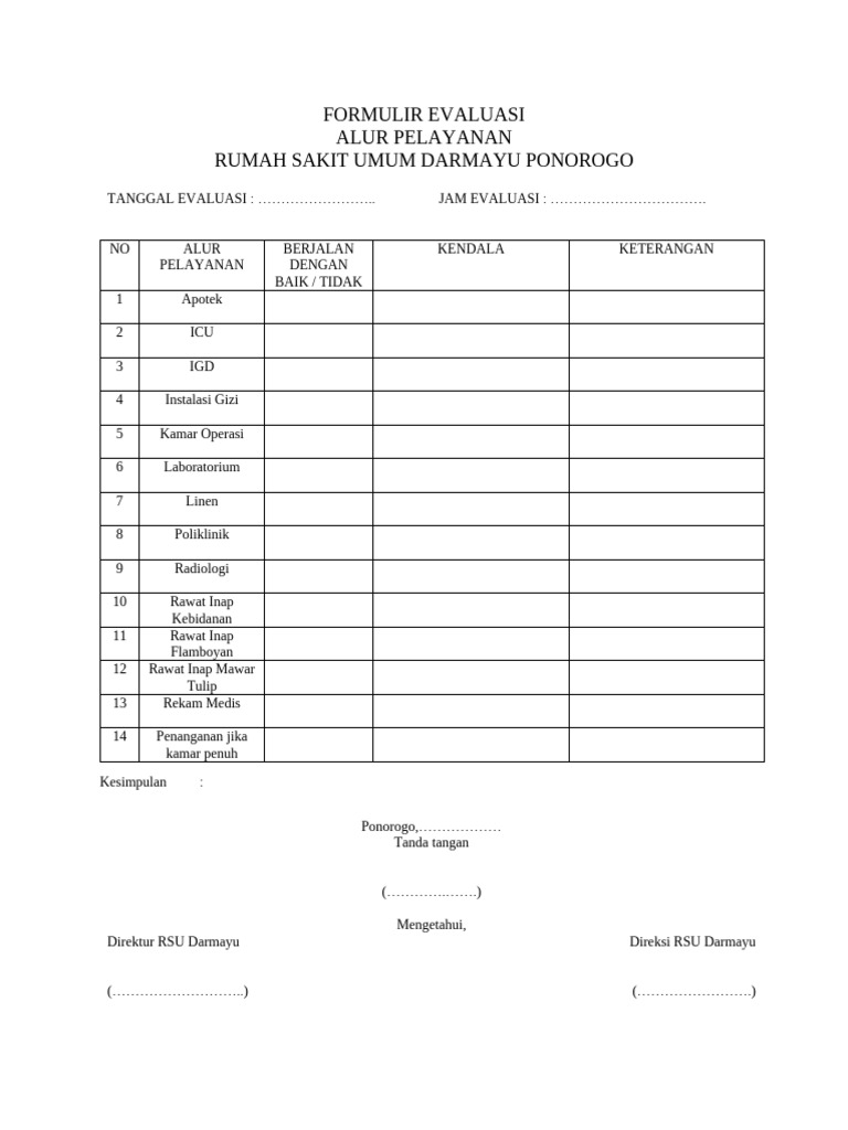 Formulir Evaluasi | PDF