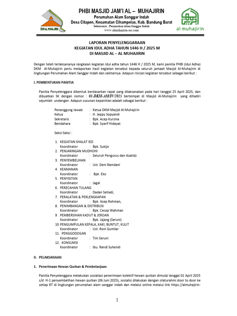 LPJ Idul Adha 2025 DKM | PDF