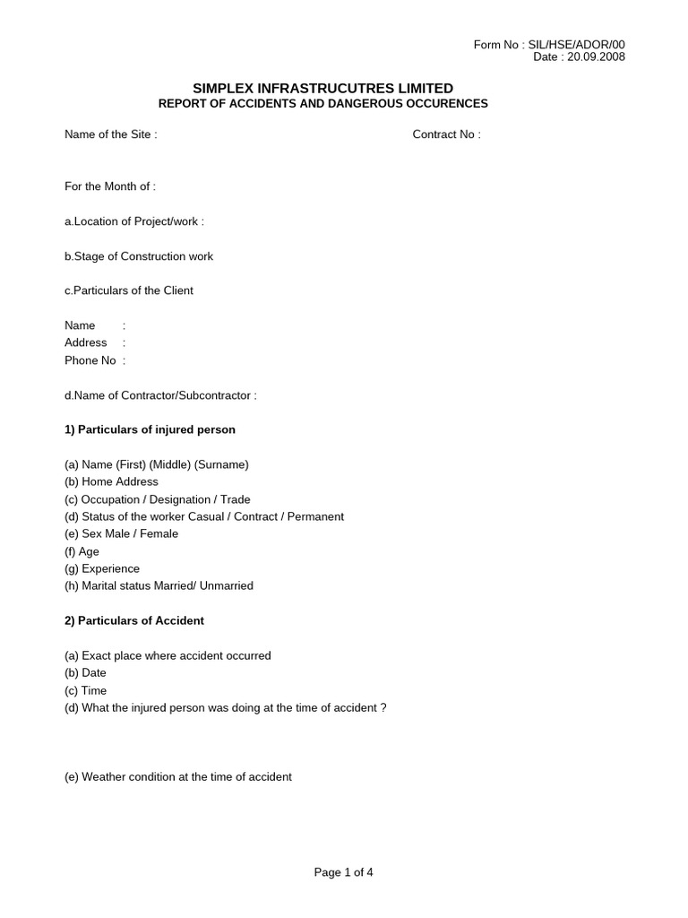 Report on Dangerous Occurrences | PDF