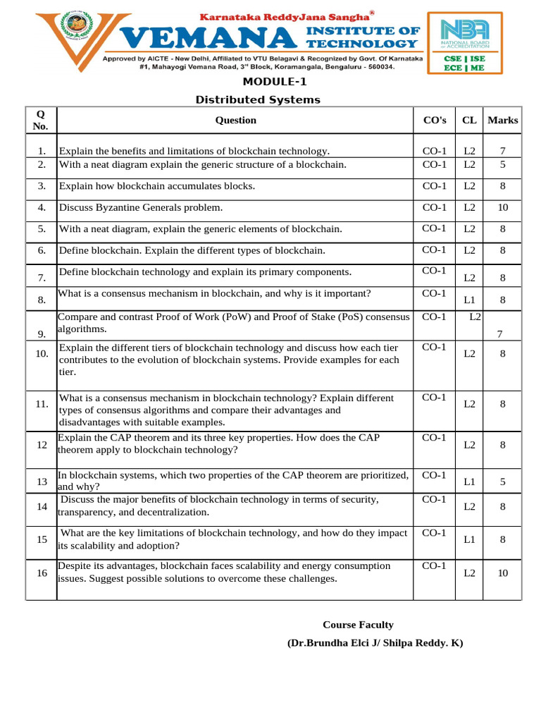 BCS613A BT Module 1 Question Bank | PDF | Computer Science ...