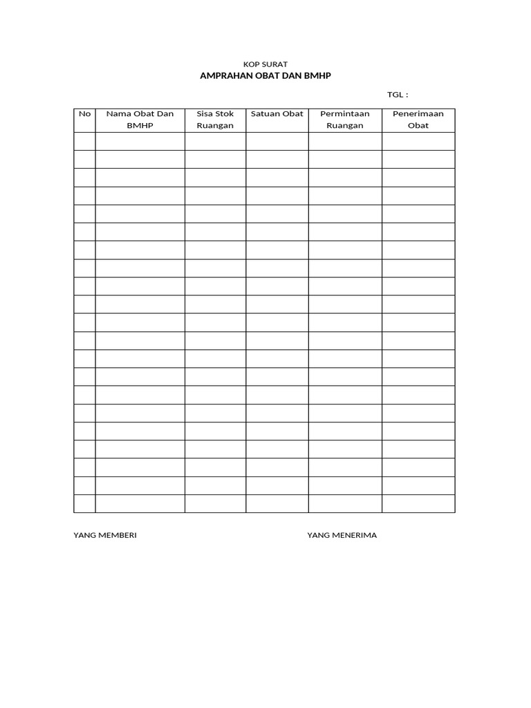 Contoh Format Amprahan Obat | PDF