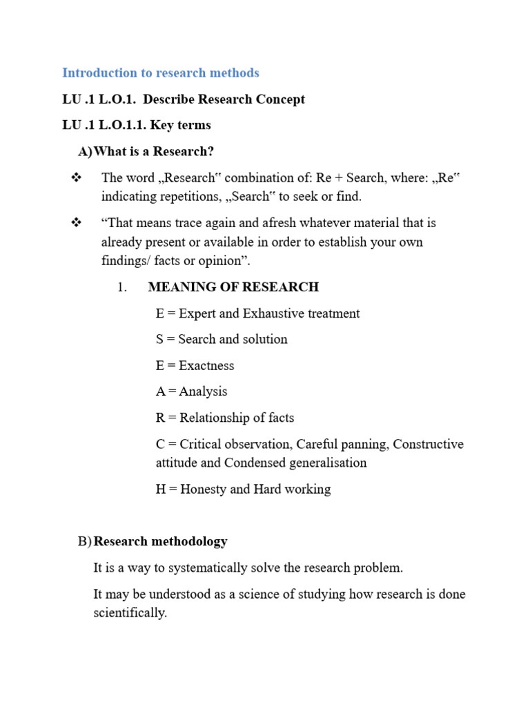 Introduction to Research Methods Word Document 1 | PDF | Methodology ...