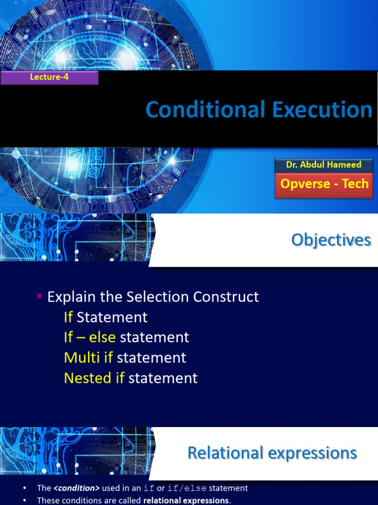 L04 - Conditional Execution | PDF | Software Development | Grammar