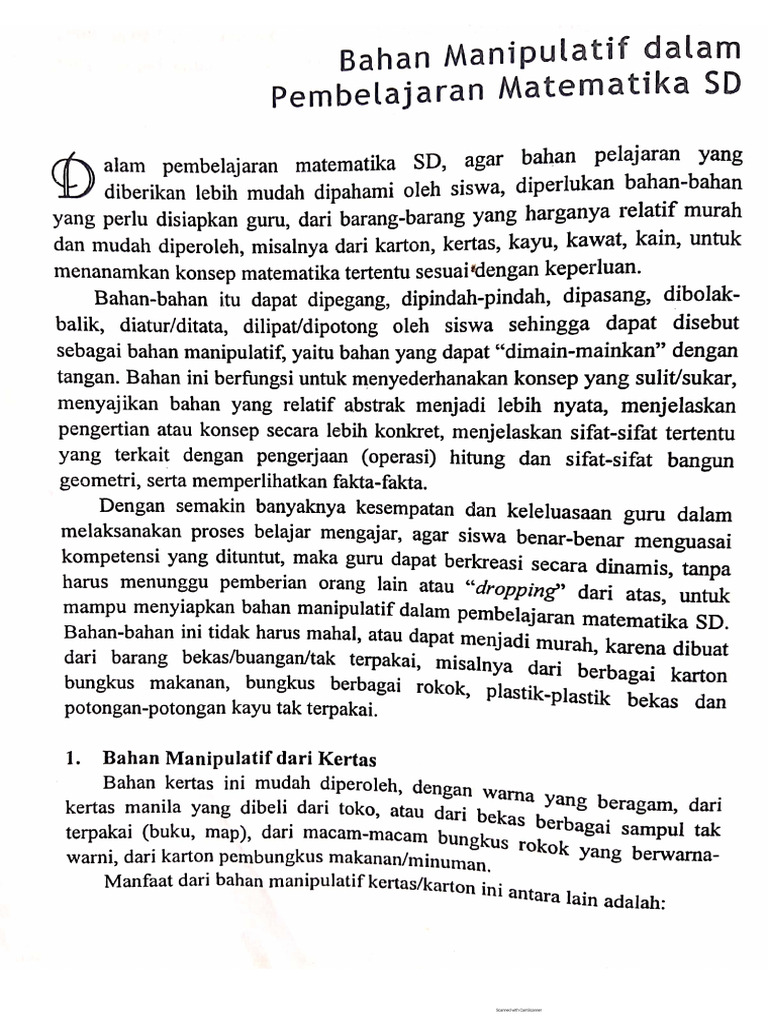 Bahan Manipulatif PMSD | PDF