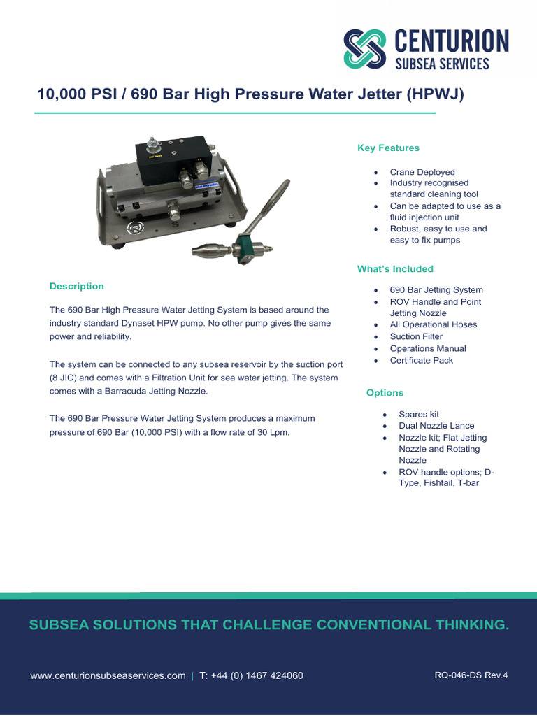 10,000 PSI High Pressure Jetting System | PDF | Pump | Mechanical ...